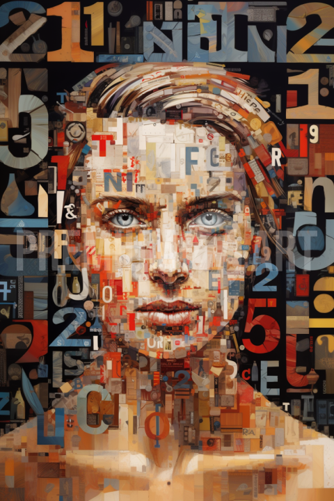 Portrait composed of letters and numbers - Photo #613 - Premium AI Art ...