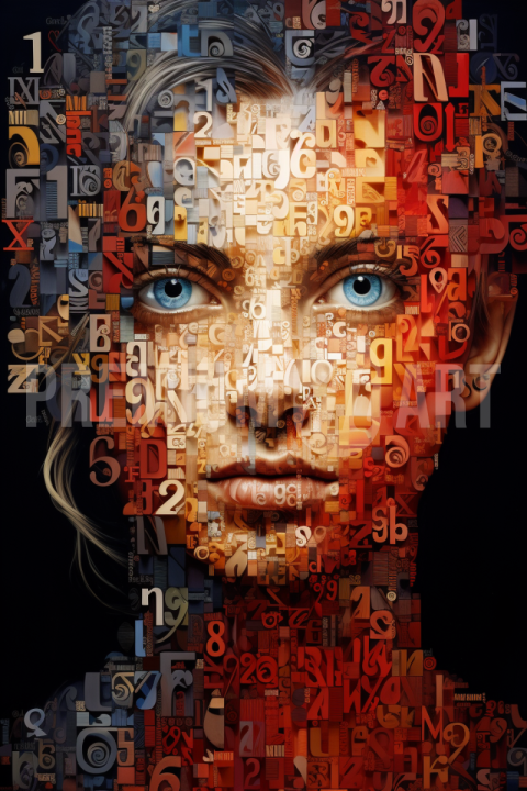 Portrait composed of letters and numbers - Photo #614 - Premium AI Art ...